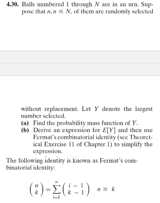 Solved 4.30. Balls numbered 1 through N are in an urn. Sup- | Chegg.com