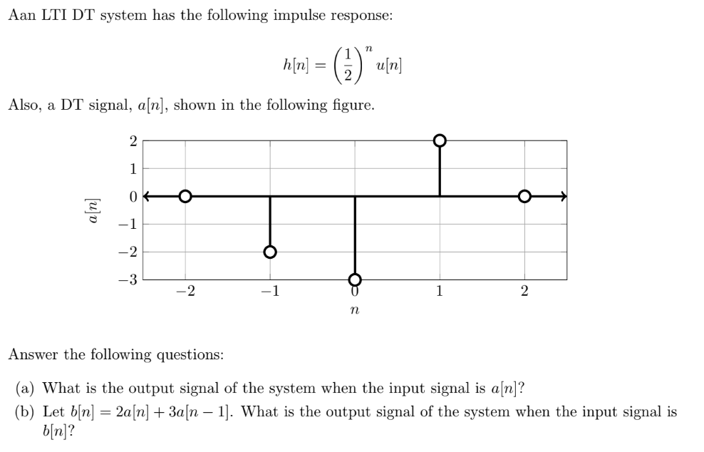 Solved Aan LTI DT ﻿system has the following impulse | Chegg.com