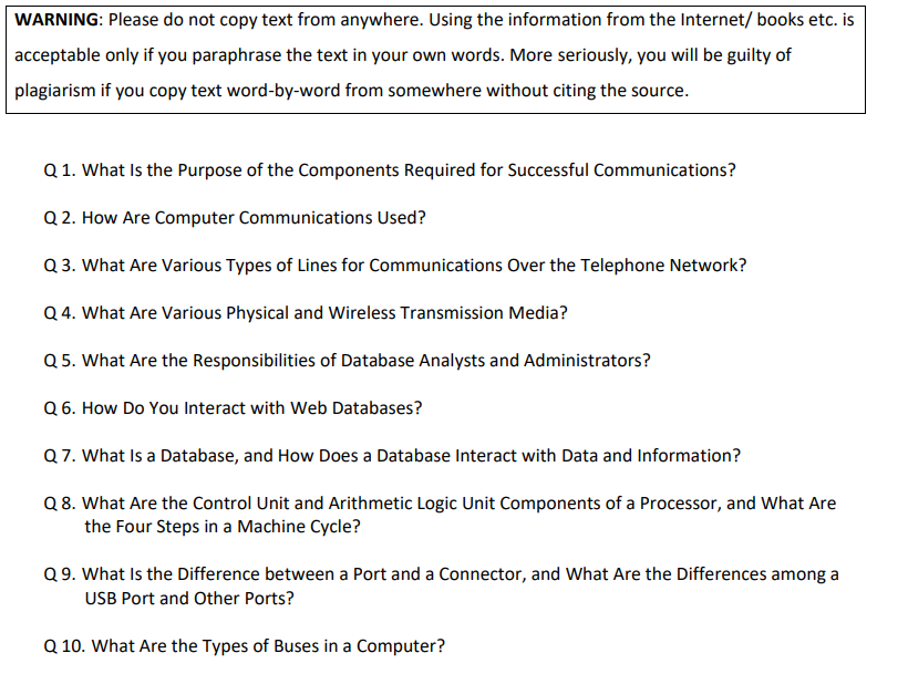 Solved WARNING: Please do not copy text from anywhere. Using | Chegg.com