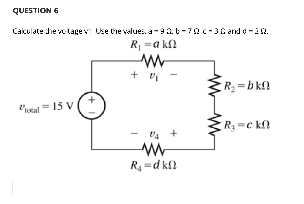 Solved Calculate the voltage v1. Use the values, | Chegg.com