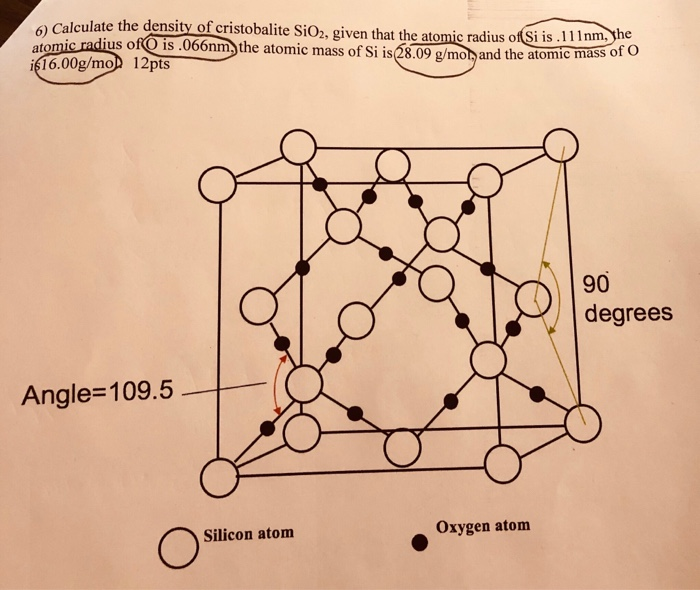 Solved Calculate the density of cristobalite Sio2, given | Chegg.com