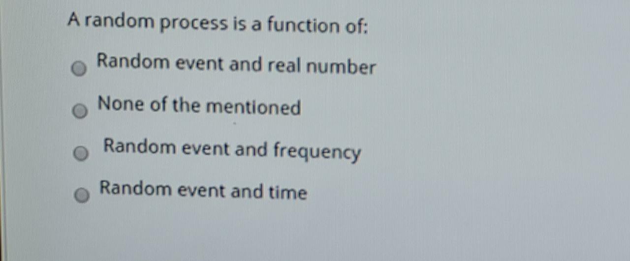 A random process is a function of: Random event and | Chegg.com