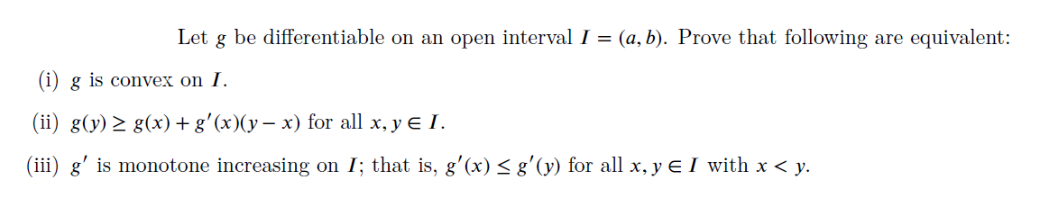 Solved Let g be differentiable on an open interval I=(a,b). | Chegg.com