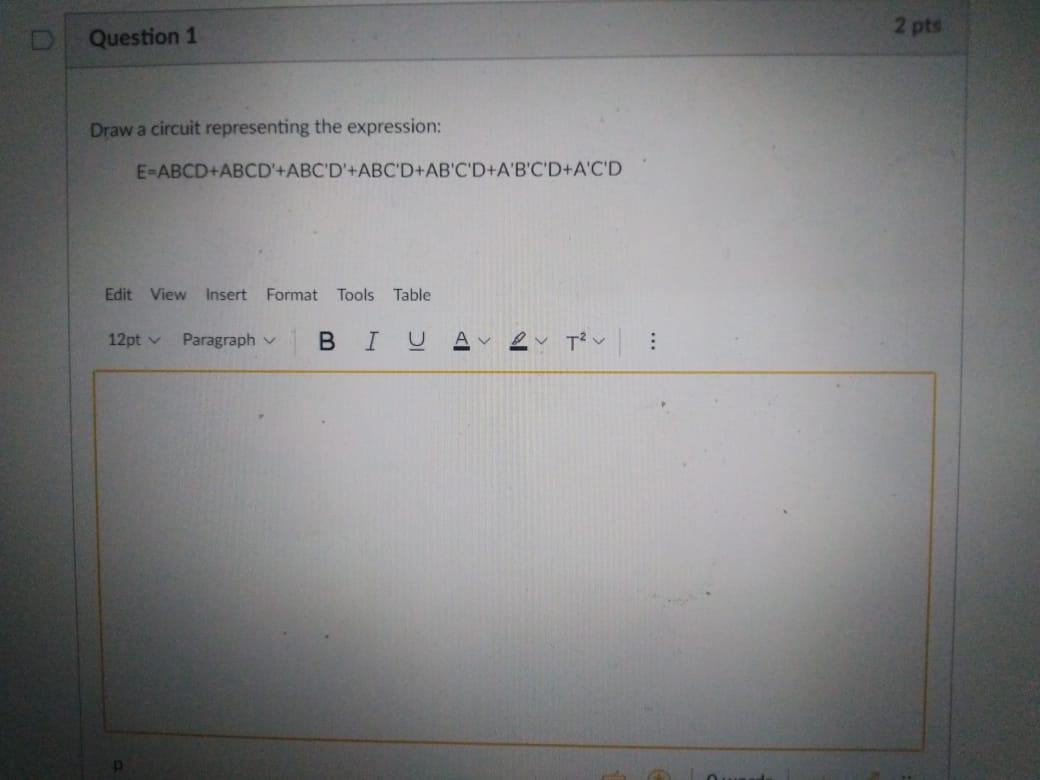 Solved Draw a circuit representing the expression: | Chegg.com