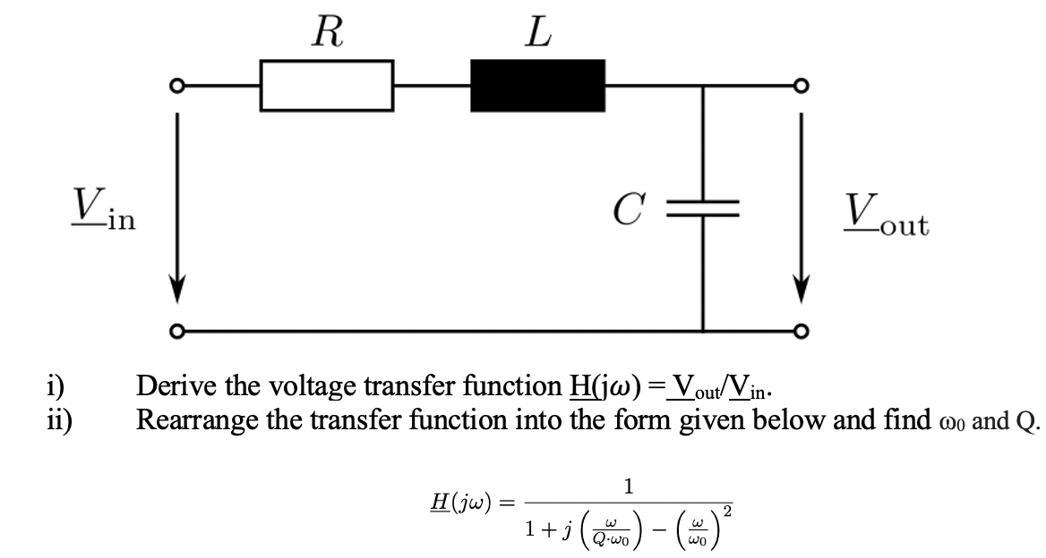 Solved R L Vin С Vout = i) ii) Derive the voltage transfer | Chegg.com
