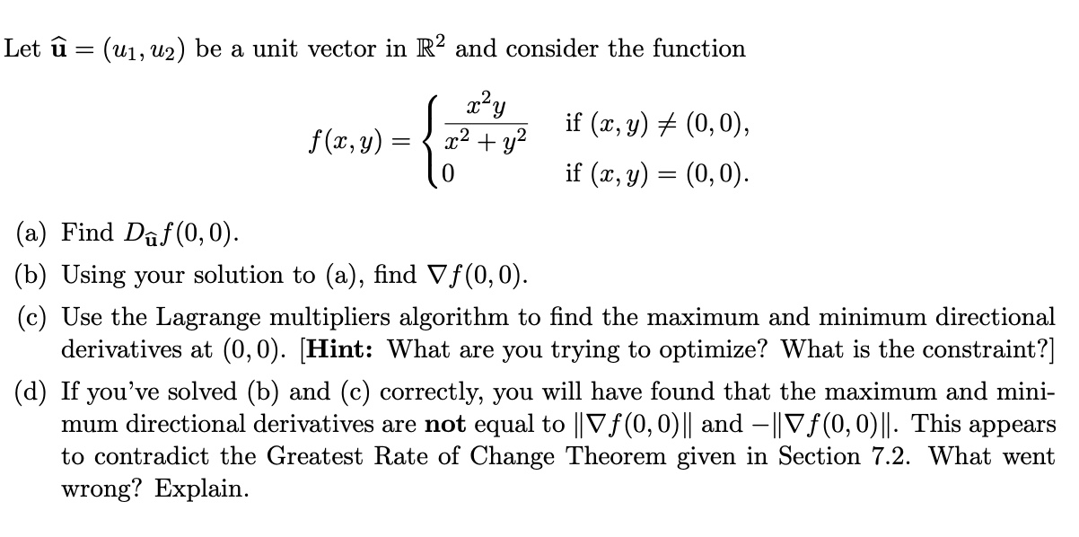 Solved Let u=(u1,u2) be a unit vector in R2 and consider the | Chegg.com Solved Let u=(u1,u2) be a unit vector in R2 and consider the | Chegg.com