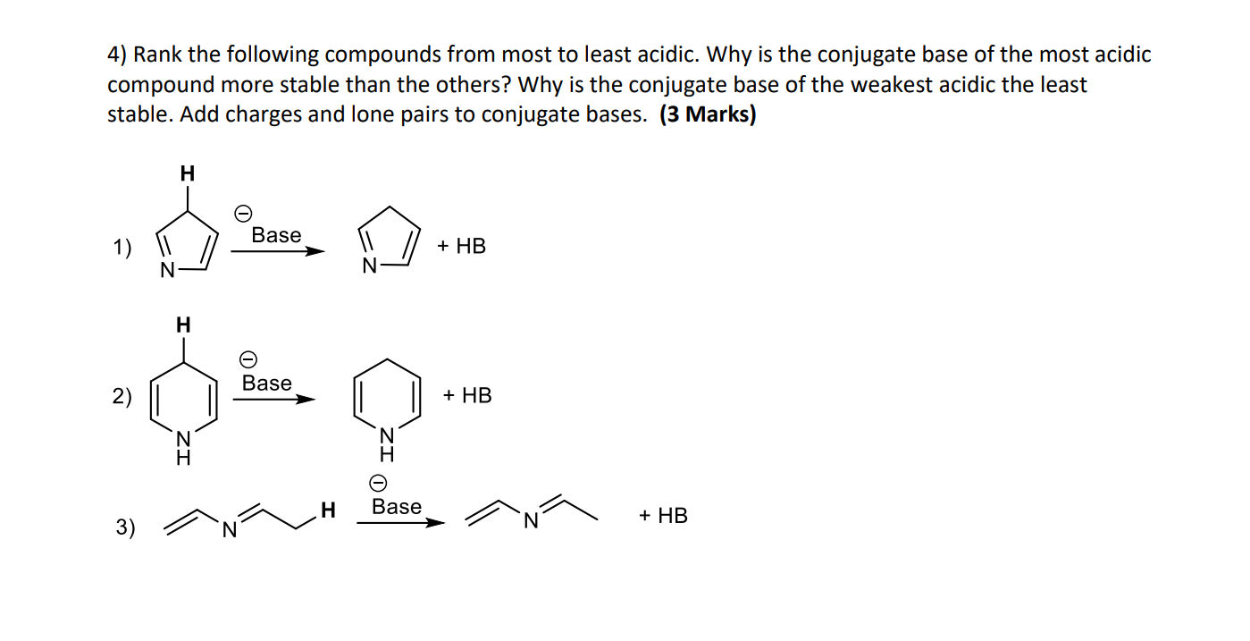 Solved Rank the following compounds from most to least | Chegg.com