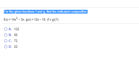 Solved For the given functions f and g, find the indicated | Chegg.com