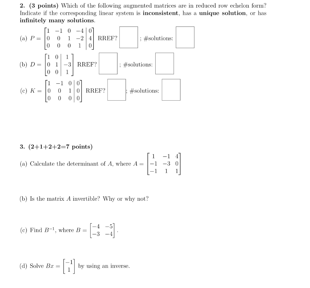 Solved 2. (3 points) Which of the following augmented | Chegg.com
