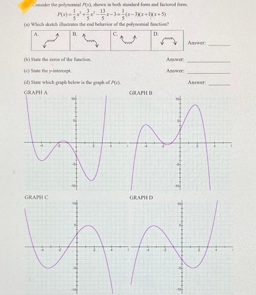 Solved Consider the polynomial P(x), shown in both standard | Chegg.com