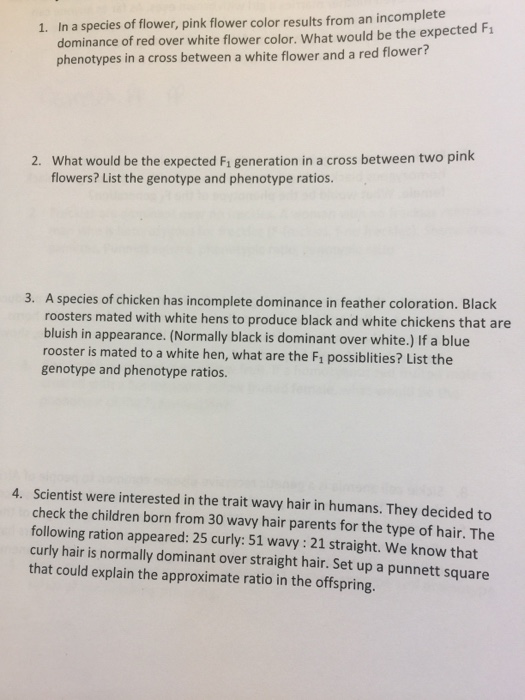 Solved 1. In a species of flower, pink flower color results | Chegg.com