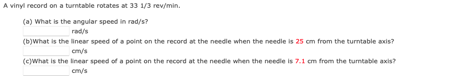 Solved A Vinyl Record On A Turntable Rotates At