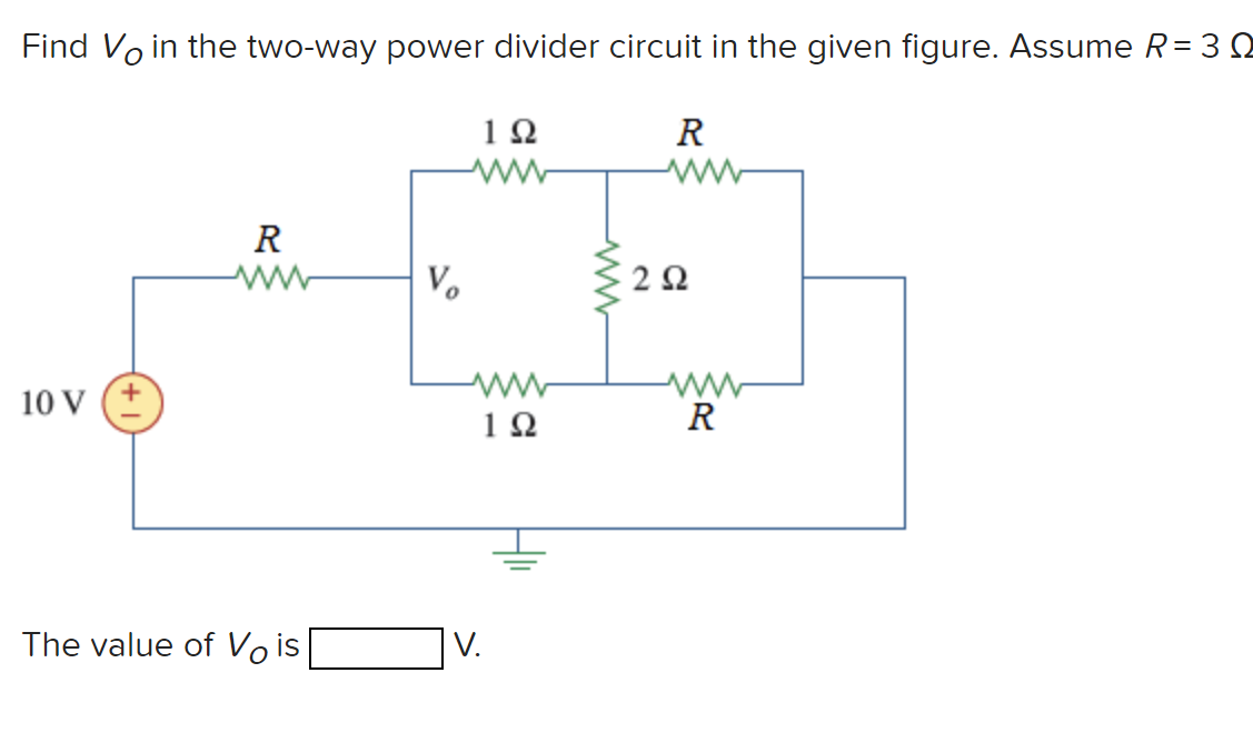 Solved Find VO ﻿in the two-way power divider circuit in the | Chegg.com