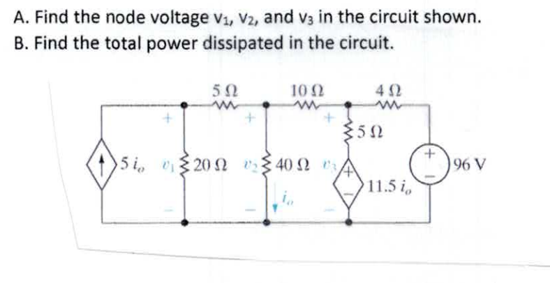 Solved A. Find the node voltage v1,v2, and v3 in the circuit | Chegg.com
