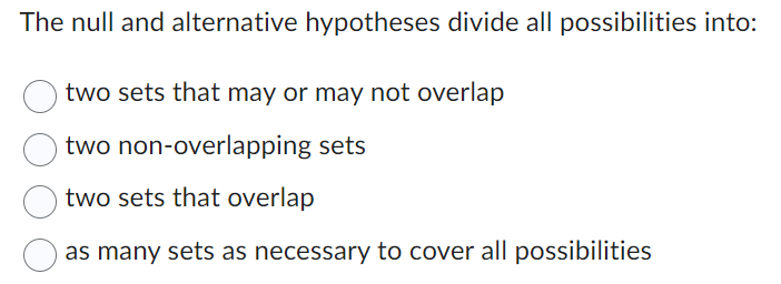 Solved The null and alternative hypotheses divide all | Chegg.com