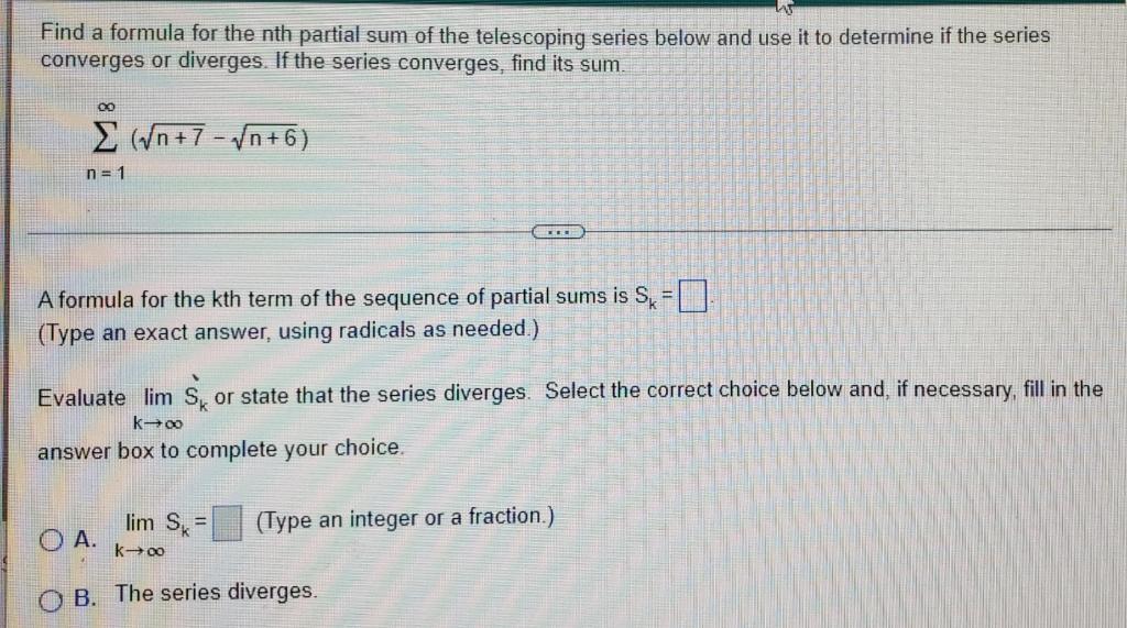 Solved Find a formula for the nth partial sum of the | Chegg.com