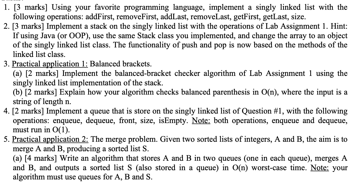 Solved 1 3 Marks Using Your Favorite Programming 
