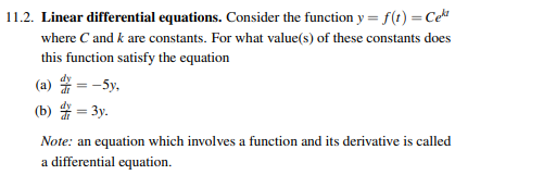 Solved 11.2. Linear differential equations. Consider the | Chegg.com