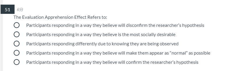 Solved 51 65 The Evaluation Apprehension Effect Refers to: | Chegg.com