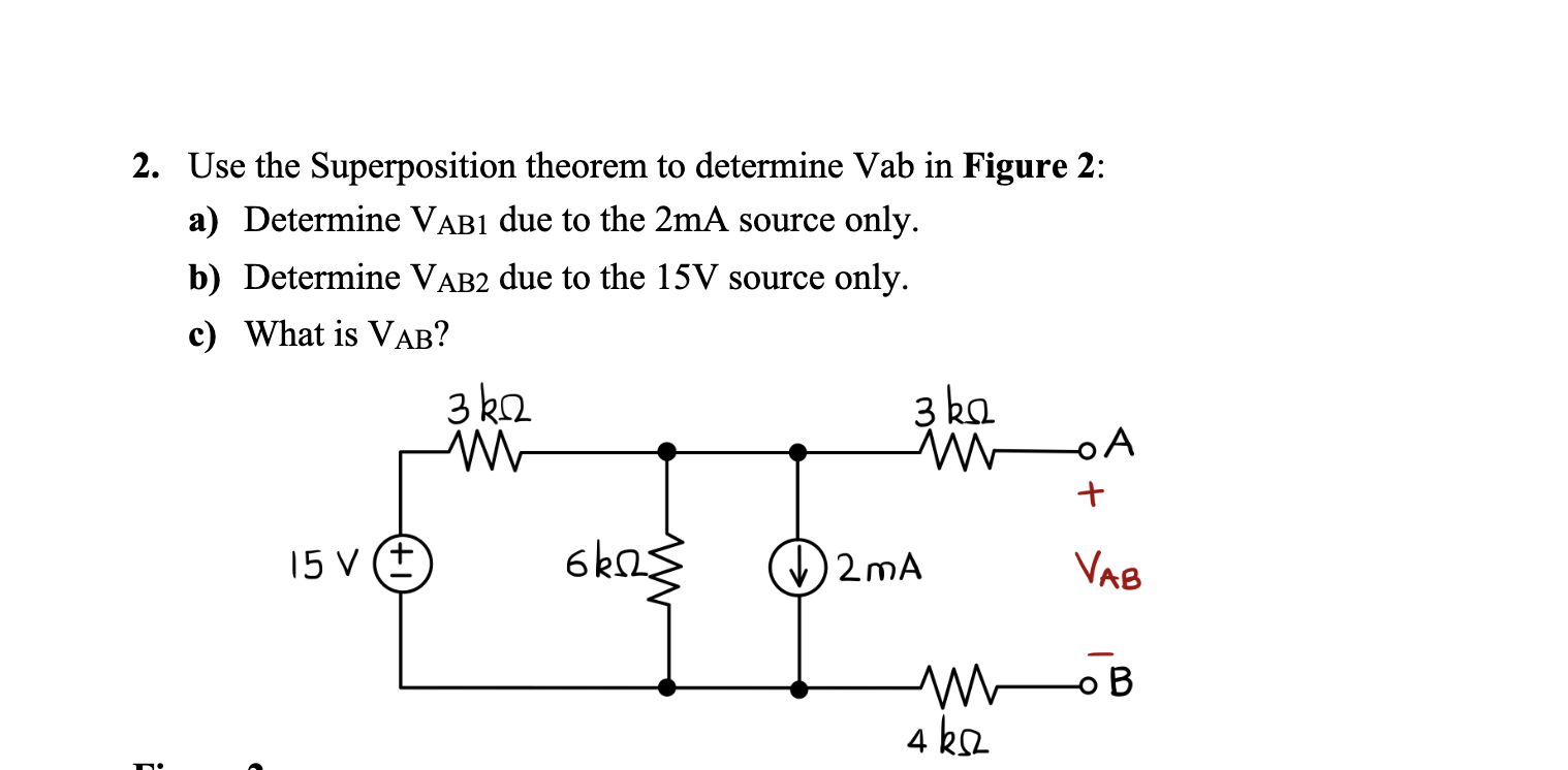 Use the Superposition theorem to determine Vab in | Chegg.com | Chegg.com