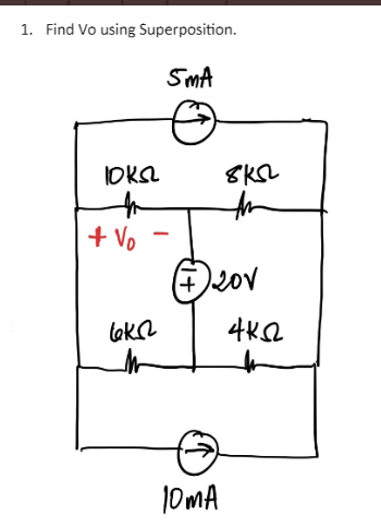 Solved 1. Find Vo using Superposition. | Chegg.com