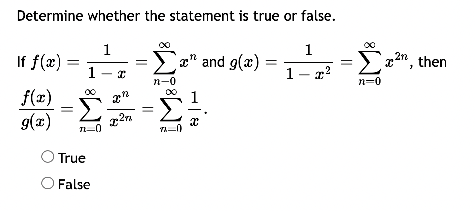 Solved Determine whether the statement is true or false. If | Chegg.com