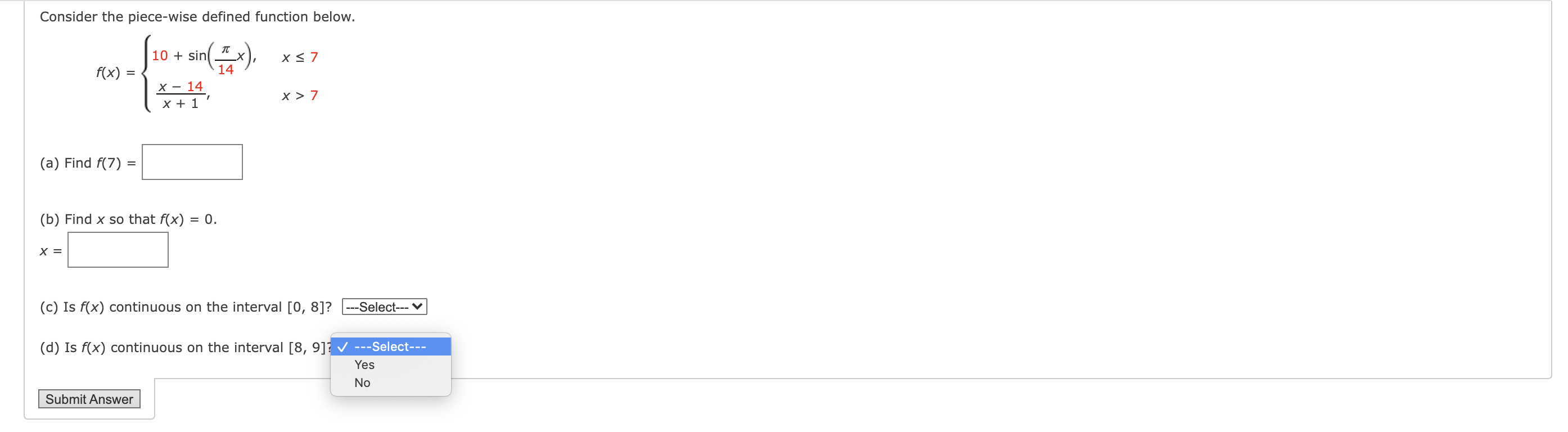 Solved Consider the piece-wise defined function below. 10 + | Chegg.com