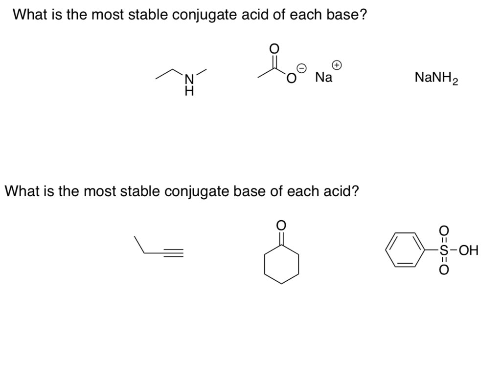 Solved What is the most stable conjugate acid of each base? | Chegg.com