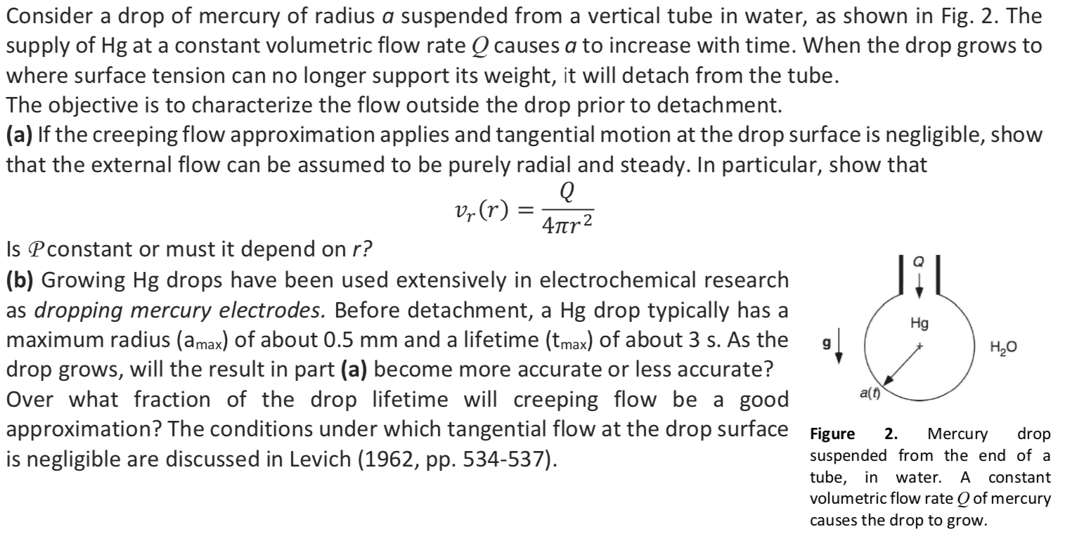 Solved = 4πη2 Q Consider a drop of mercury of radius a | Chegg.com