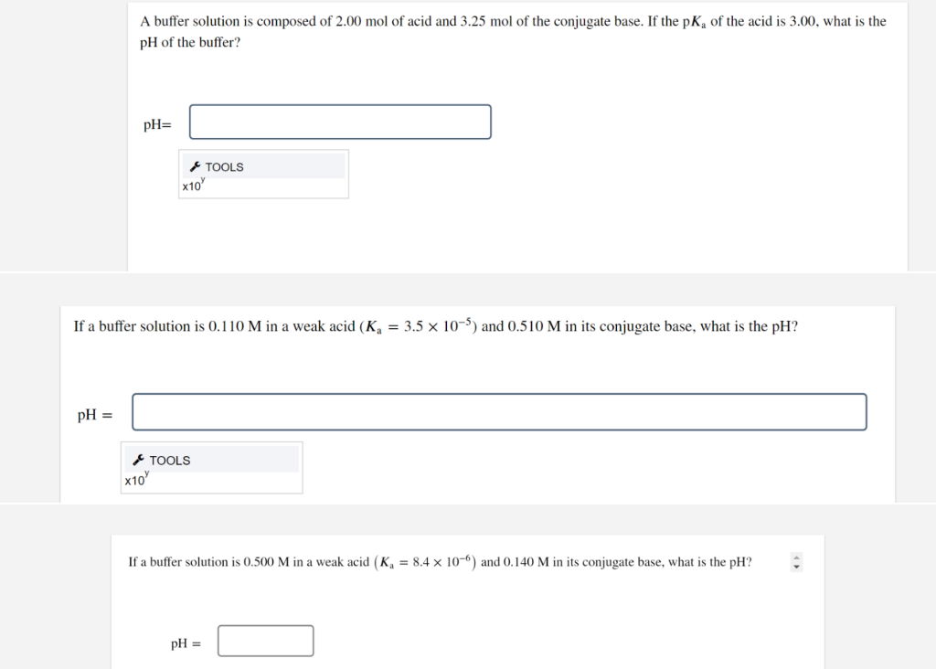 Solved A buffer solution is composed of 2.00 mol of acid and | Chegg.com