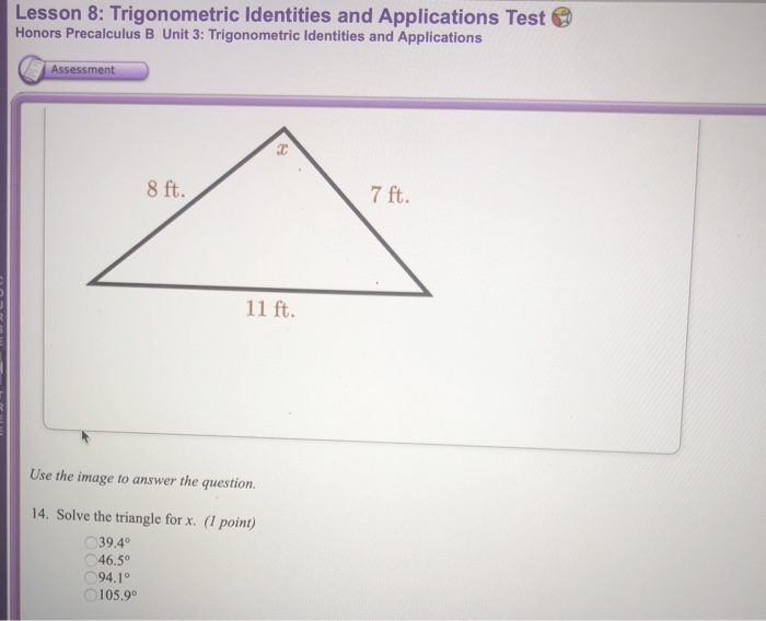 Solved Lesson 8: Trigonometric Identities and Applications | Chegg.com