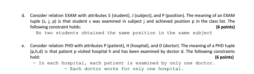 For Each Of The Following Relation Schemas Answer 0622