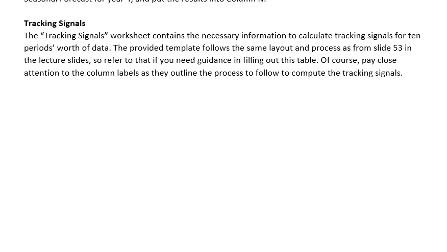 Solved Tracking Signals The “Tracking Signals” worksheet | Chegg.com