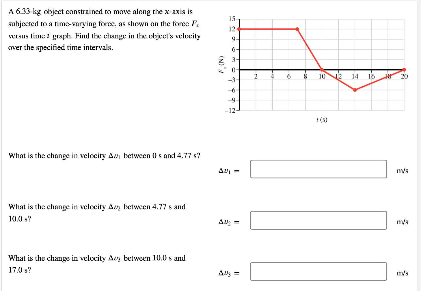 Solved A 6.33-kg object constrained to move along the x-axis | Chegg.com