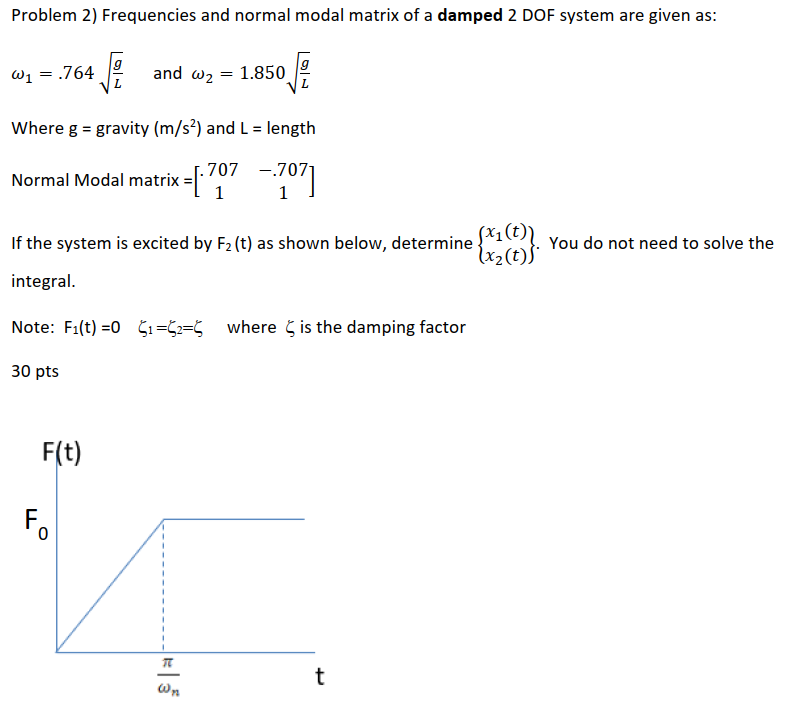 Solved Problem 2) Frequencies and normal modal matrix of a | Chegg.com