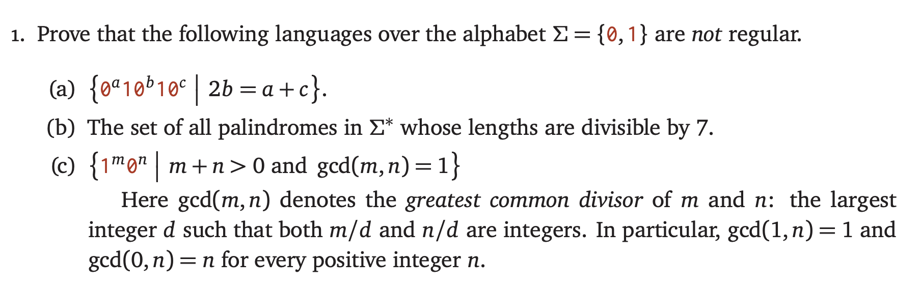 Solved 1. Prove that the following languages over the | Chegg.com