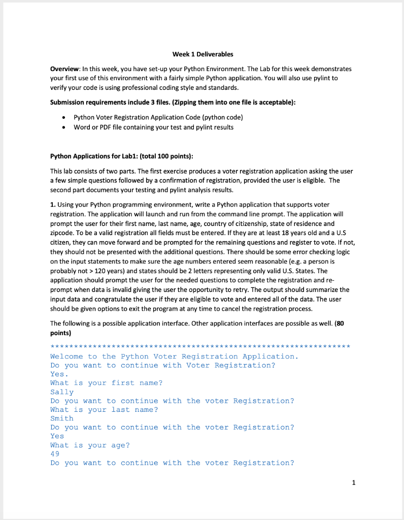 Solved Week 1 Deliverables Overview: In this week, you have | Chegg.com