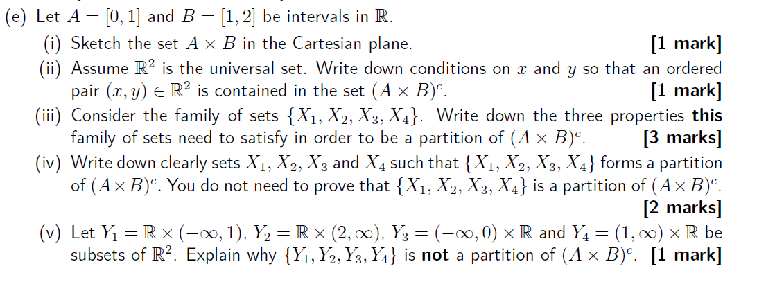 Solved (e) Let A=[0,1] and B=[1,2] be intervals in R. (i) | Chegg.com