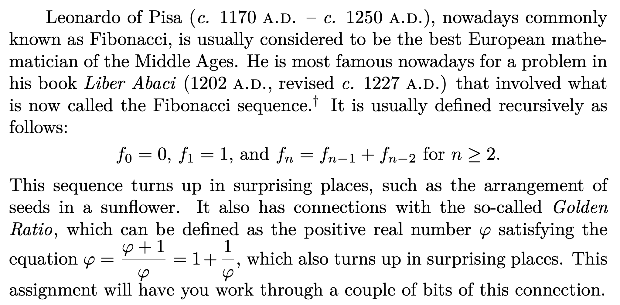 Solved Leonardo of Pisa (c. 1170 A.D. − c. 1250 A.D.), | Chegg.com