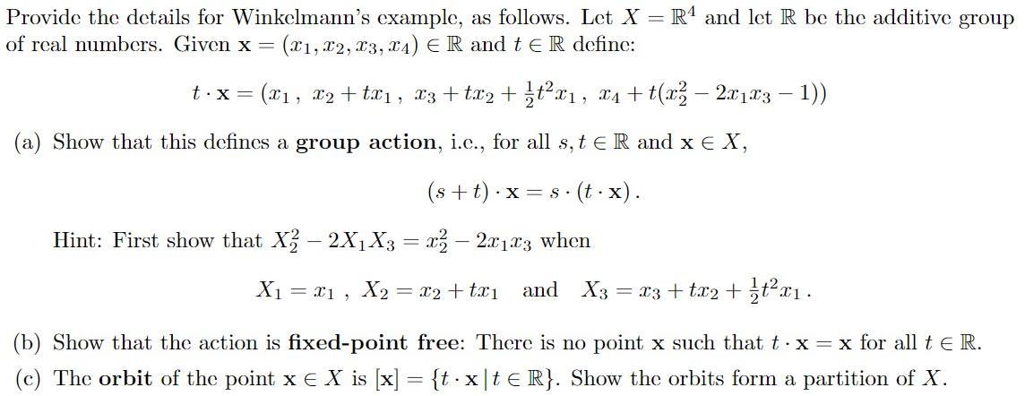 Solved Provide the details for Winkelmann's example, as | Chegg.com