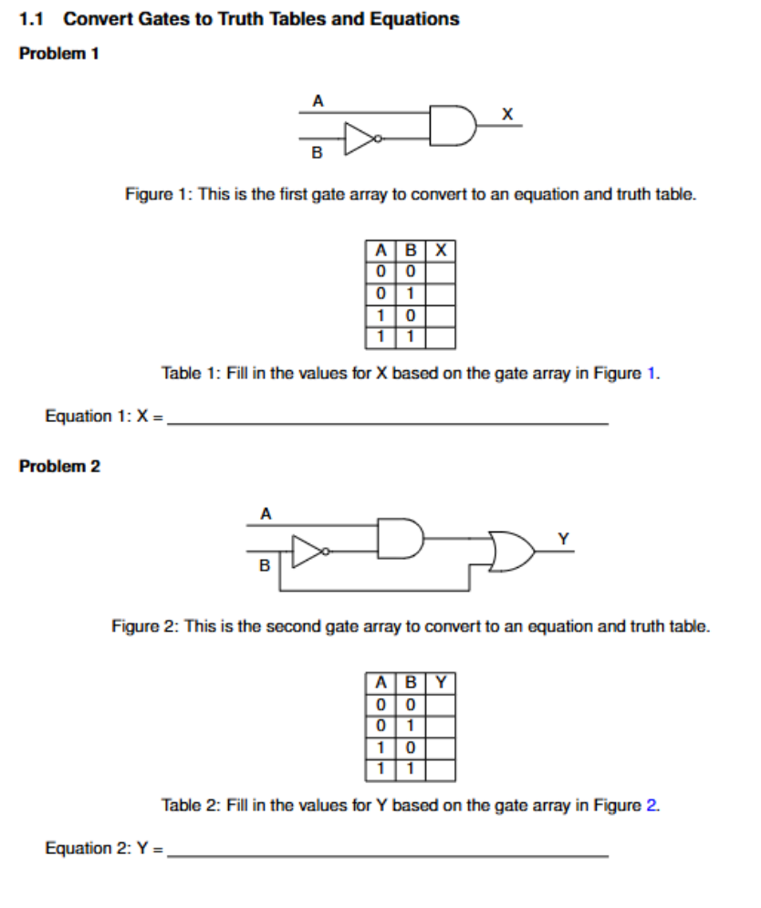 1.1 ﻿Convert Gates to Truth Tables and | Chegg.com