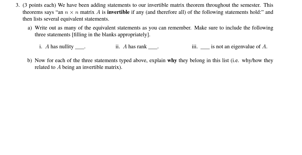 Solved 3. (3 points each) We have been adding statements to | Chegg.com