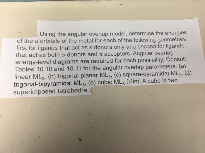 Using The Angular Overlap Model Determine The