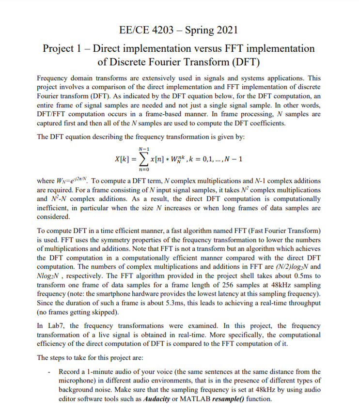 Solved EE/CE 4203 - Spring 2021 Project 1 - Direct | Chegg.com