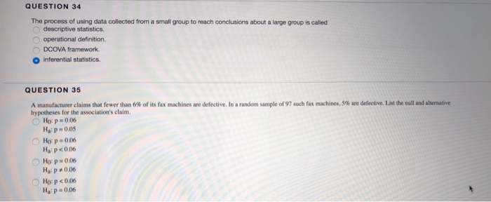 Solved QUESTION 34 The process of using data collected from | Chegg.com