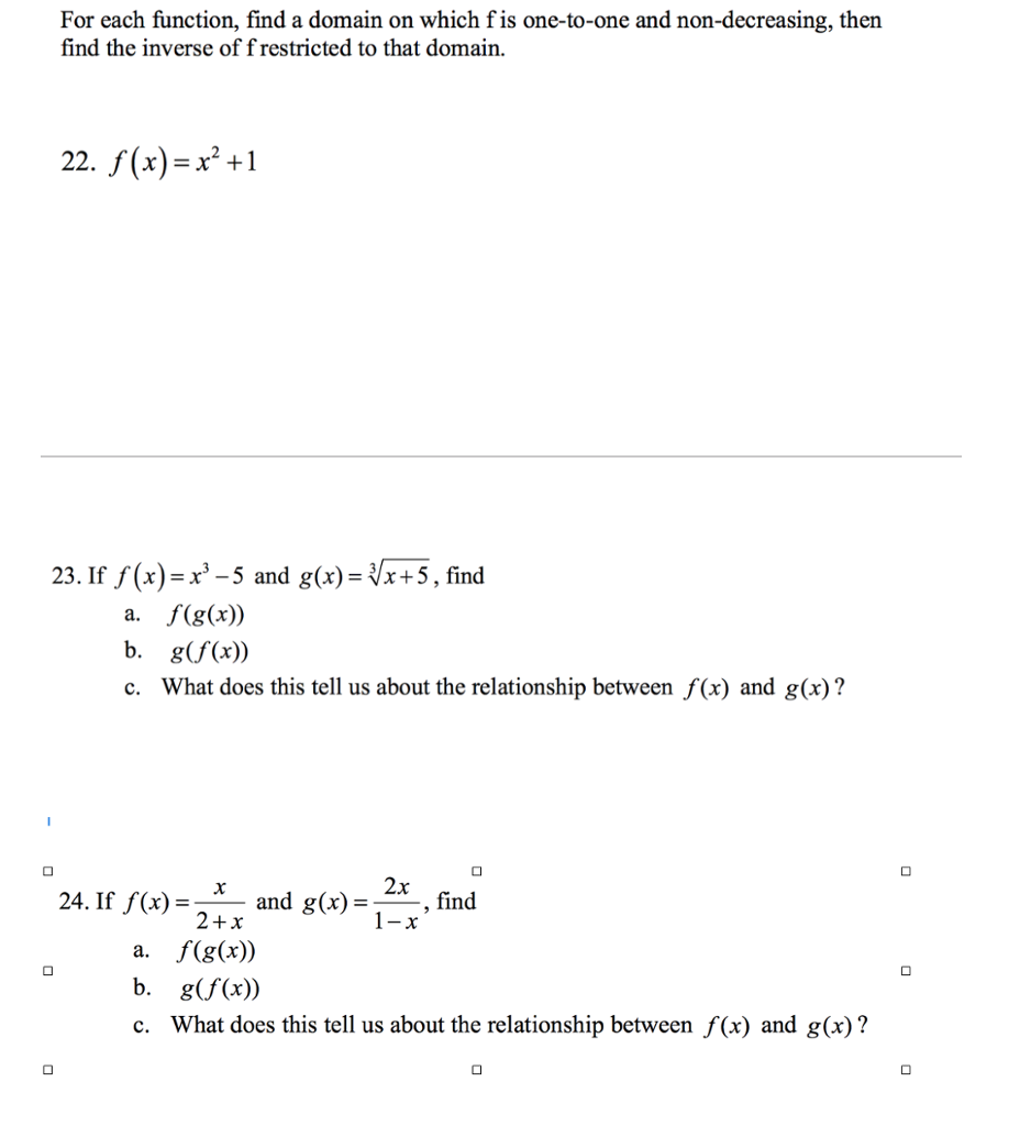 Solved For each function, find a domain on which f is | Chegg.com