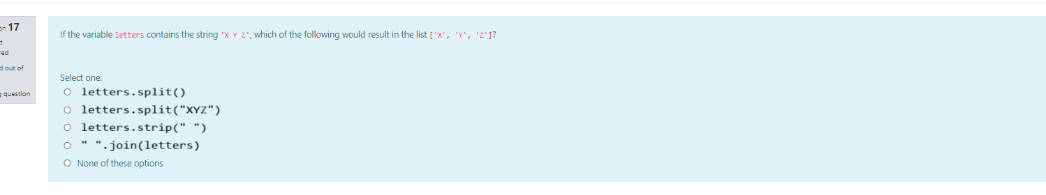 Solved en 17 t Fed If the variable letters contains the | Chegg.com