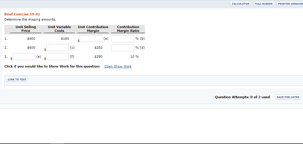 Solved CALCULATOR FULL SCREEN PRINTER VERSION Brief Exercise | Chegg.com