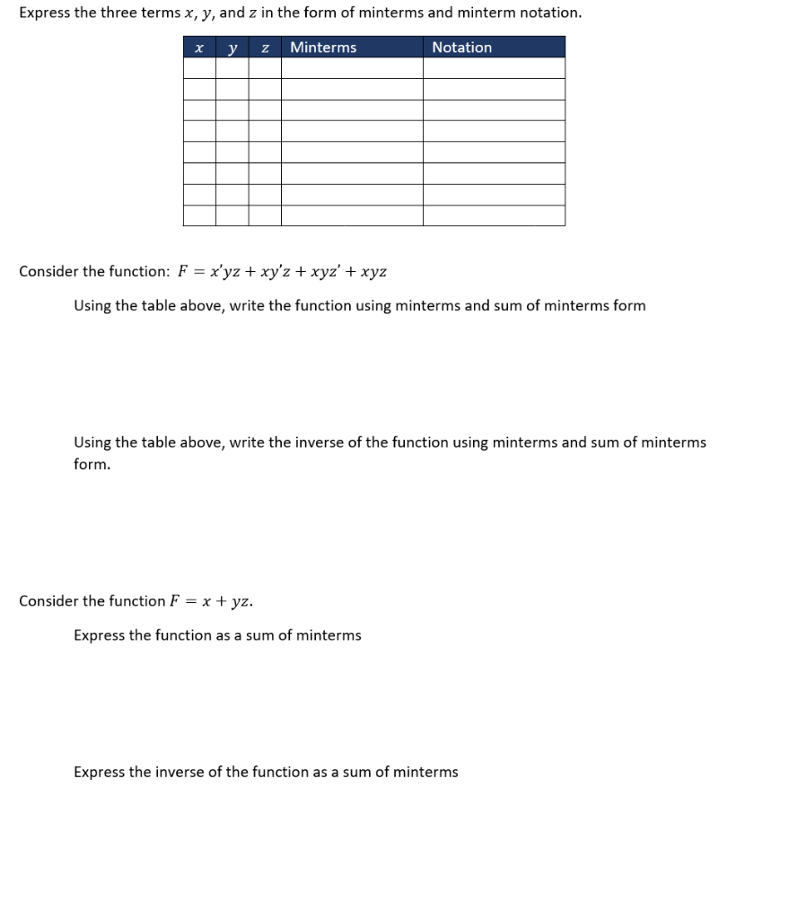 Solved Express the three terms x, y, and z in the form of | Chegg.com