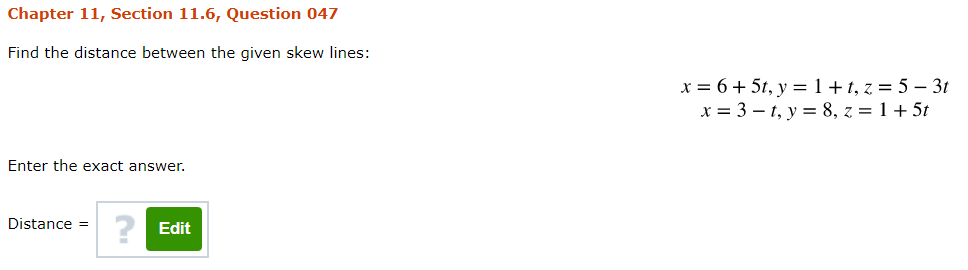 Solved Chapter 11, Section 11.6, Question 047 Find the | Chegg.com